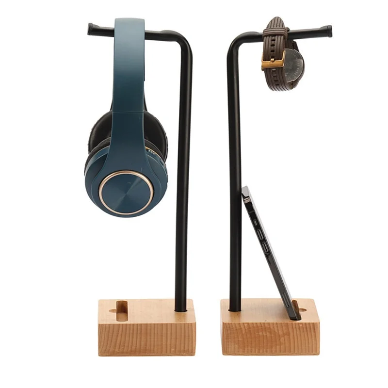 Anti-scratch-Stand-Bamboo-Wood-Aluminum-Headphones-Holder-Desktop-Art ...
