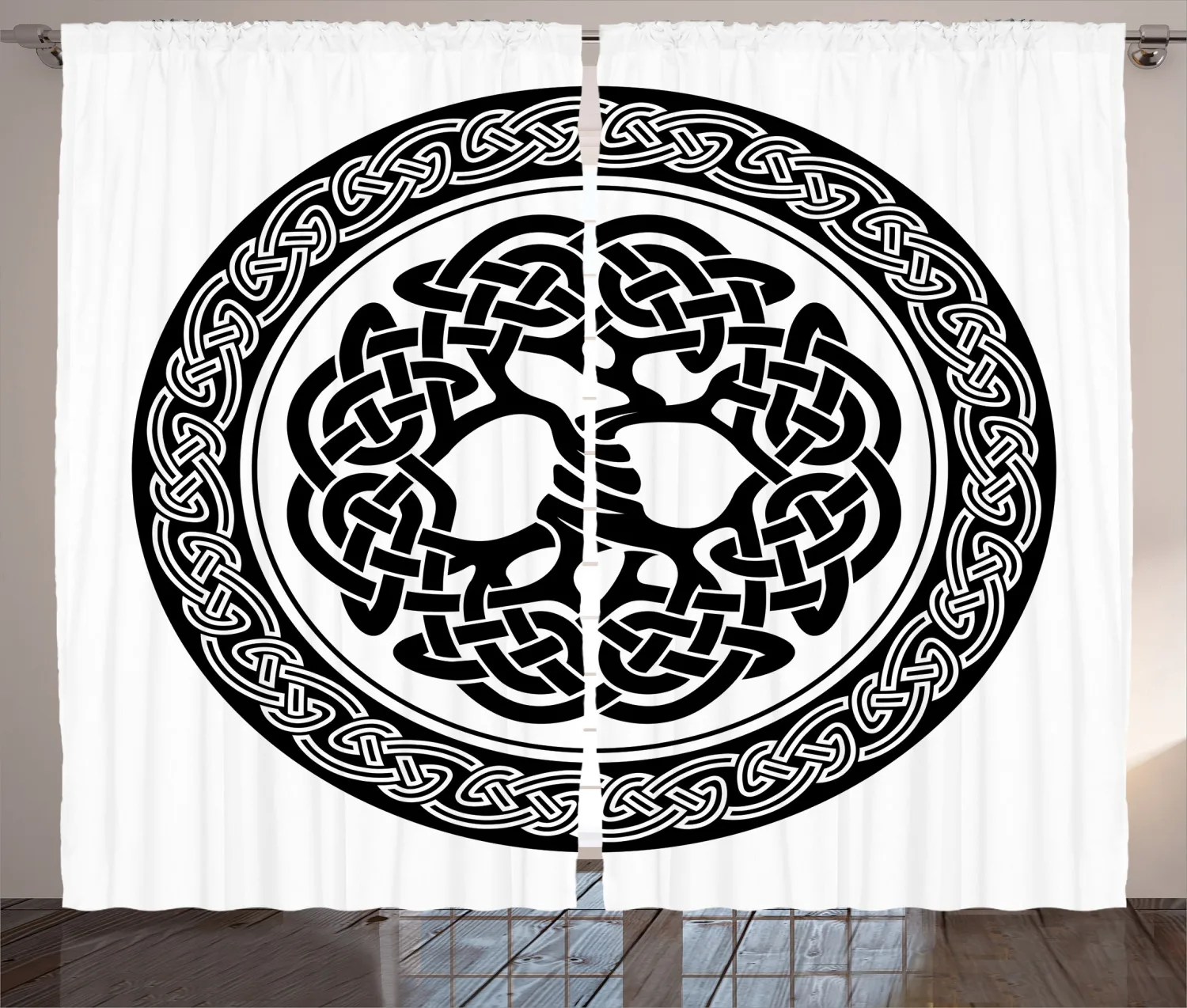 Celtic-Curtains-Native-Symbolistic-Tree-of-Life-Ireland-Satin-Fabric ...