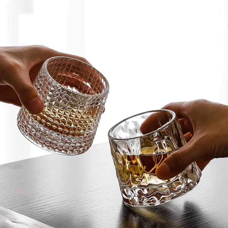 Japanese Style Whisky Cup Rotary Decompression Transparent Glass кружка ...
