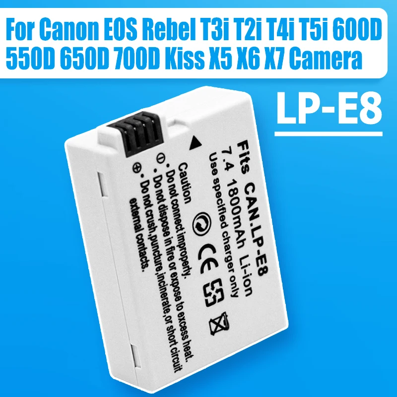 LP-E8 Lithium Battery 1800mAh Rechargeable Battery For Canon EOS Rebel ...