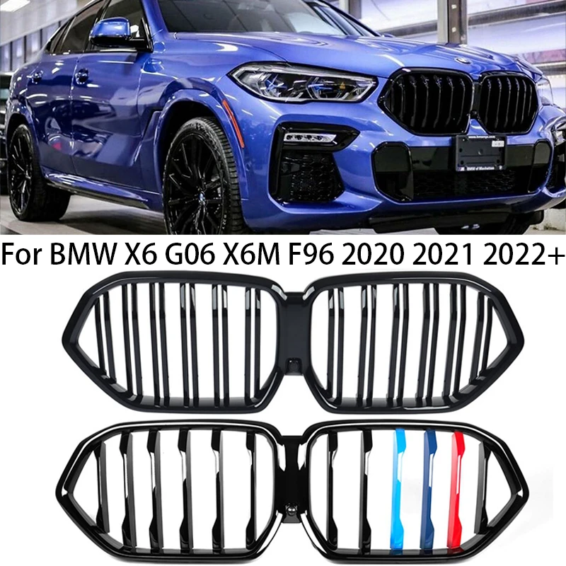 Gloss Black Dual Slat Front Bumper Kidney Grille Hood Grills For BMW X6 ...