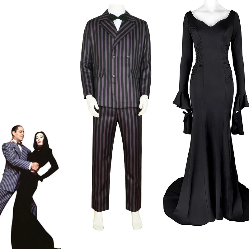 Disfraz-de-Adam-Wednesday-para-hombre-y-mujer-vestido-de-suelo-negro ...