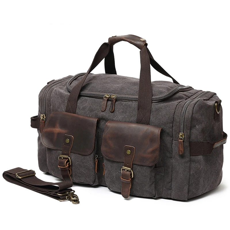 Large-Sturdy-Canvas-Cow-Leather-Men-s-Travel-Bag-Carry-On-Trip-Luggage ...