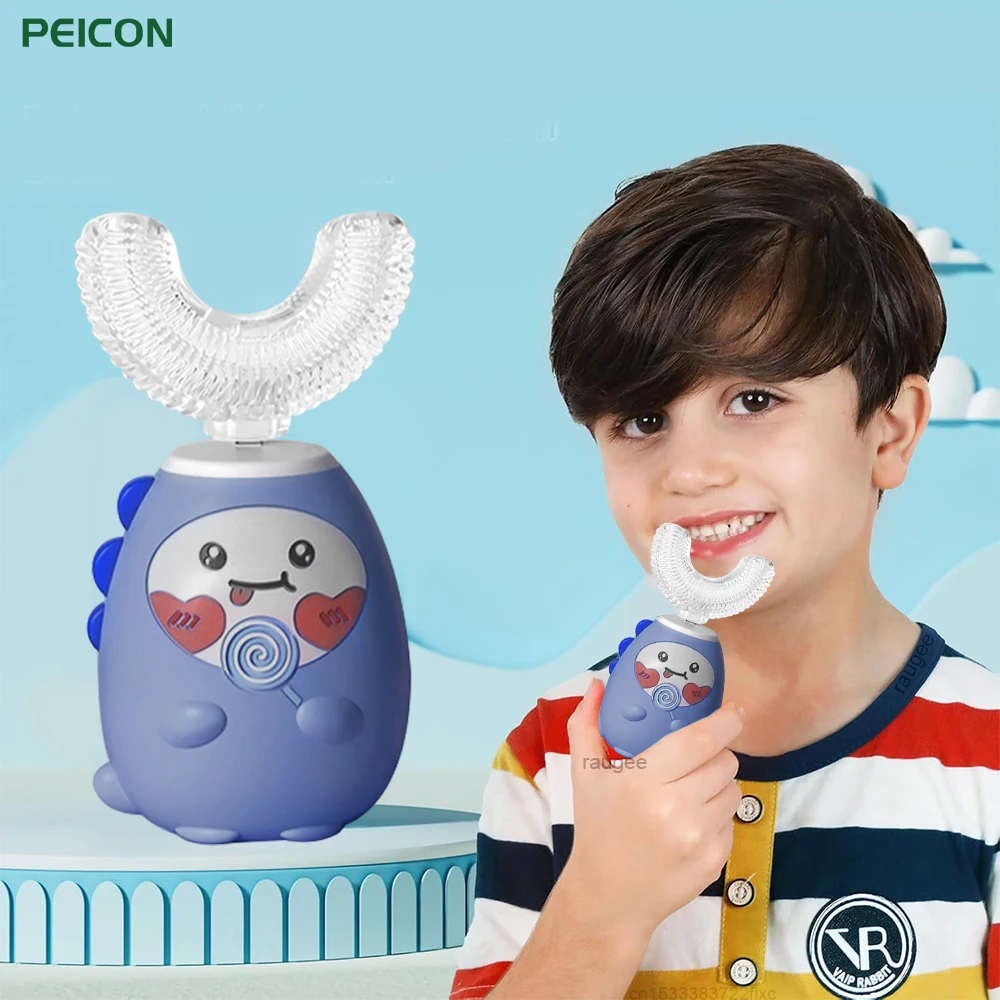 Children U-shaped Electric Toothbrush 360 Degrees Automatic Clean Teeth ...