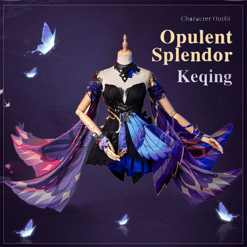 Keqing Opulent Splendor Skin Cosplay Costume Game Genshin Impact New ...