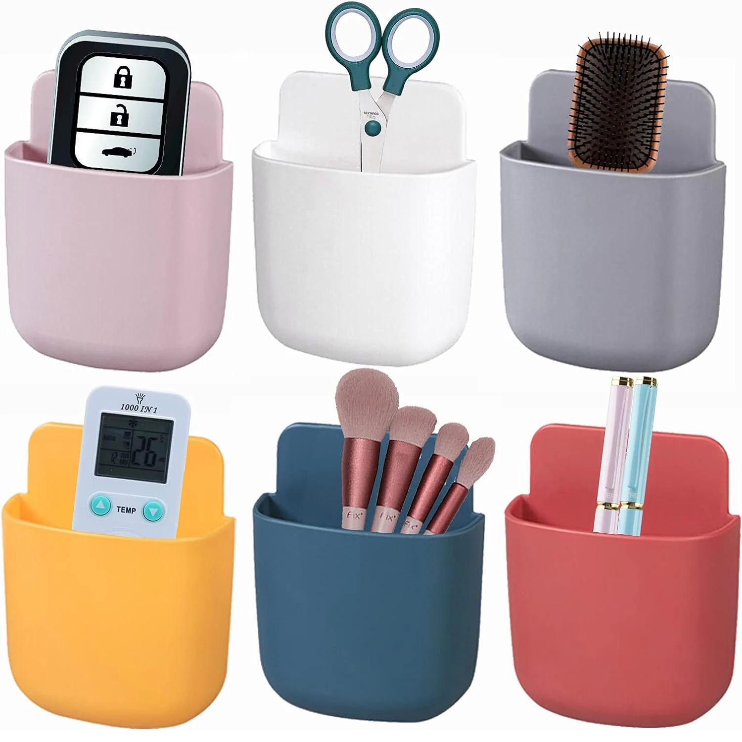 Wall-Mounted-Remote-Control-Holder-Hole-Free-Self-Adhesive-Storage-Box ...