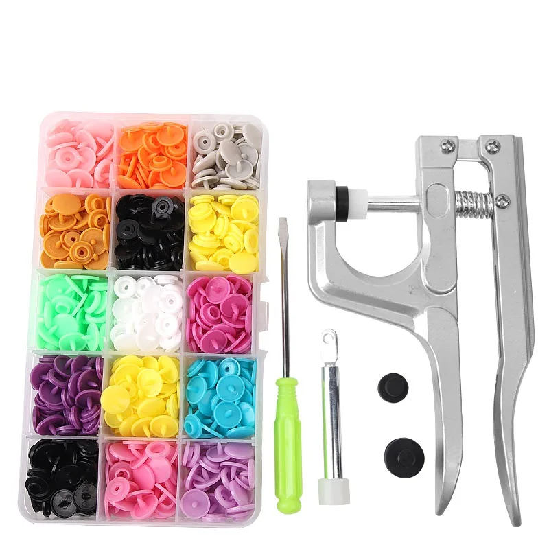 240-Sets-T5-Resin-Snap-Poppers-U-Shape-Fastener-Snap-Pliers-Buttons-Kit ...