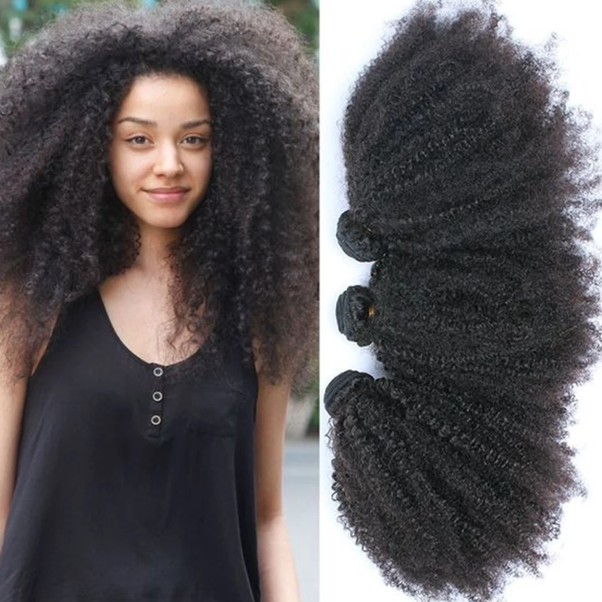 Afro-kinky-encaracolado-pacotes-remy-cabelo-humano-preto-natural-4b-4c ...