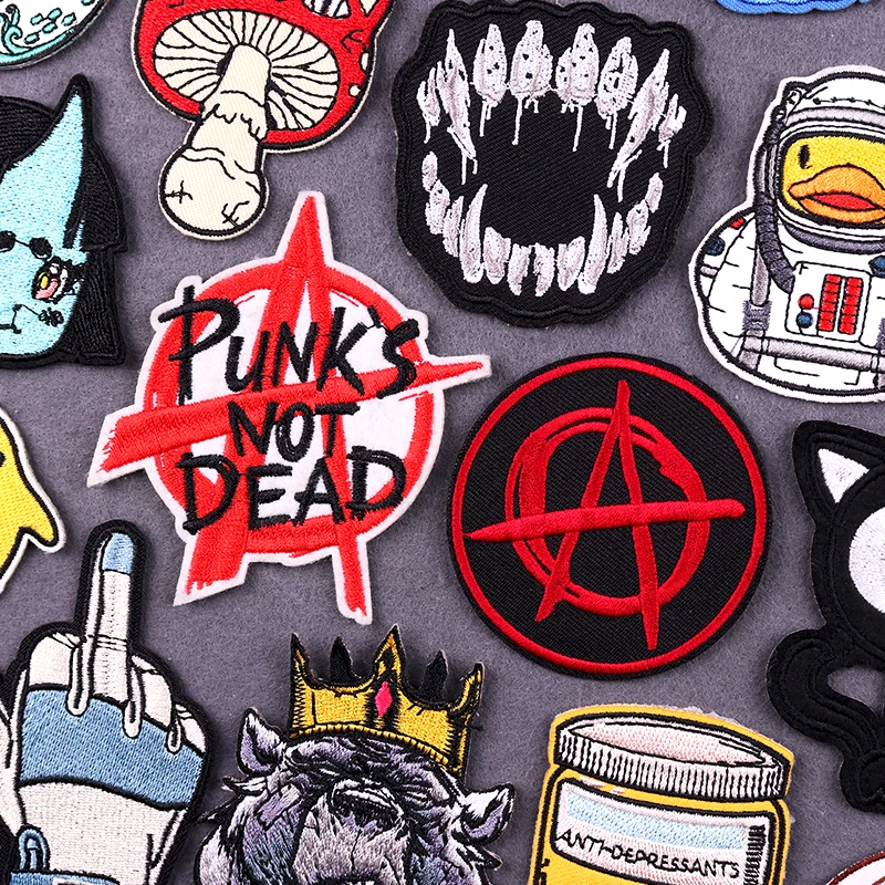 Punk-Patch-Iron-On-Patches-For-Clothing-Hip-Hop-Embroidered-Patches-On ...