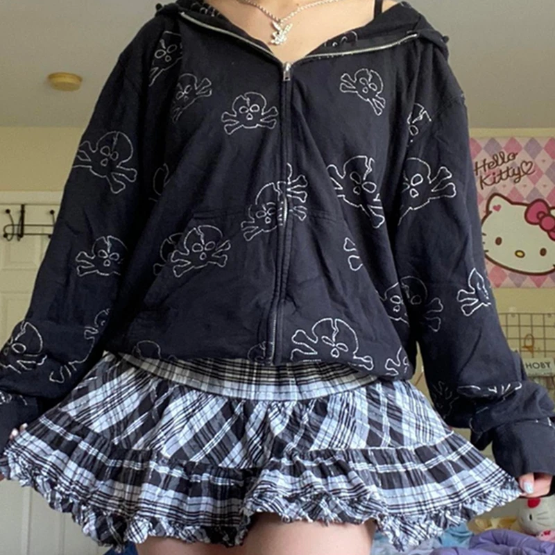 Xingqing chaquetas de manga larga con estampado de calavera para mujer ...