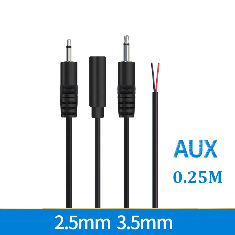 25CM-2-5mm-3-5mm-Mono-Connector-Cable-Male-Female-Plug-2pin-AUX ...
