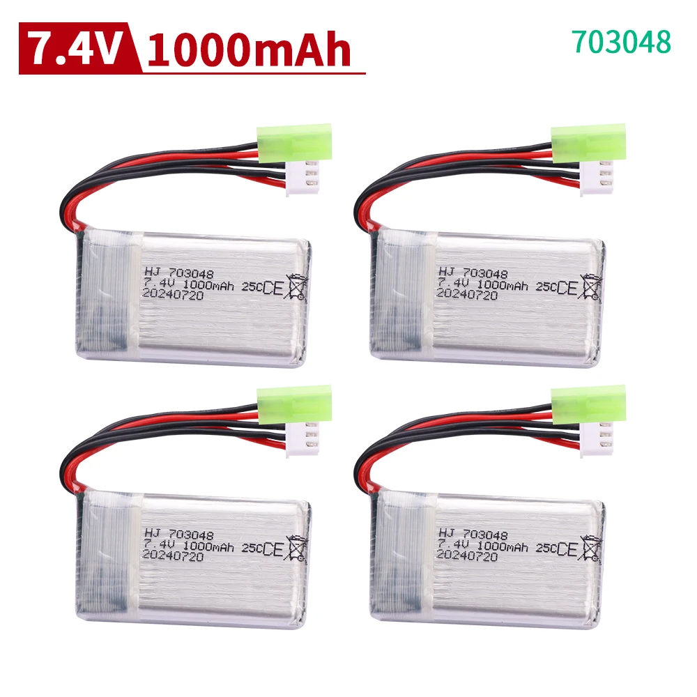 7.4V 2S 703048 1000mah Lipo Battery With SMALL TAMIYA Plug For Rc Toys ...