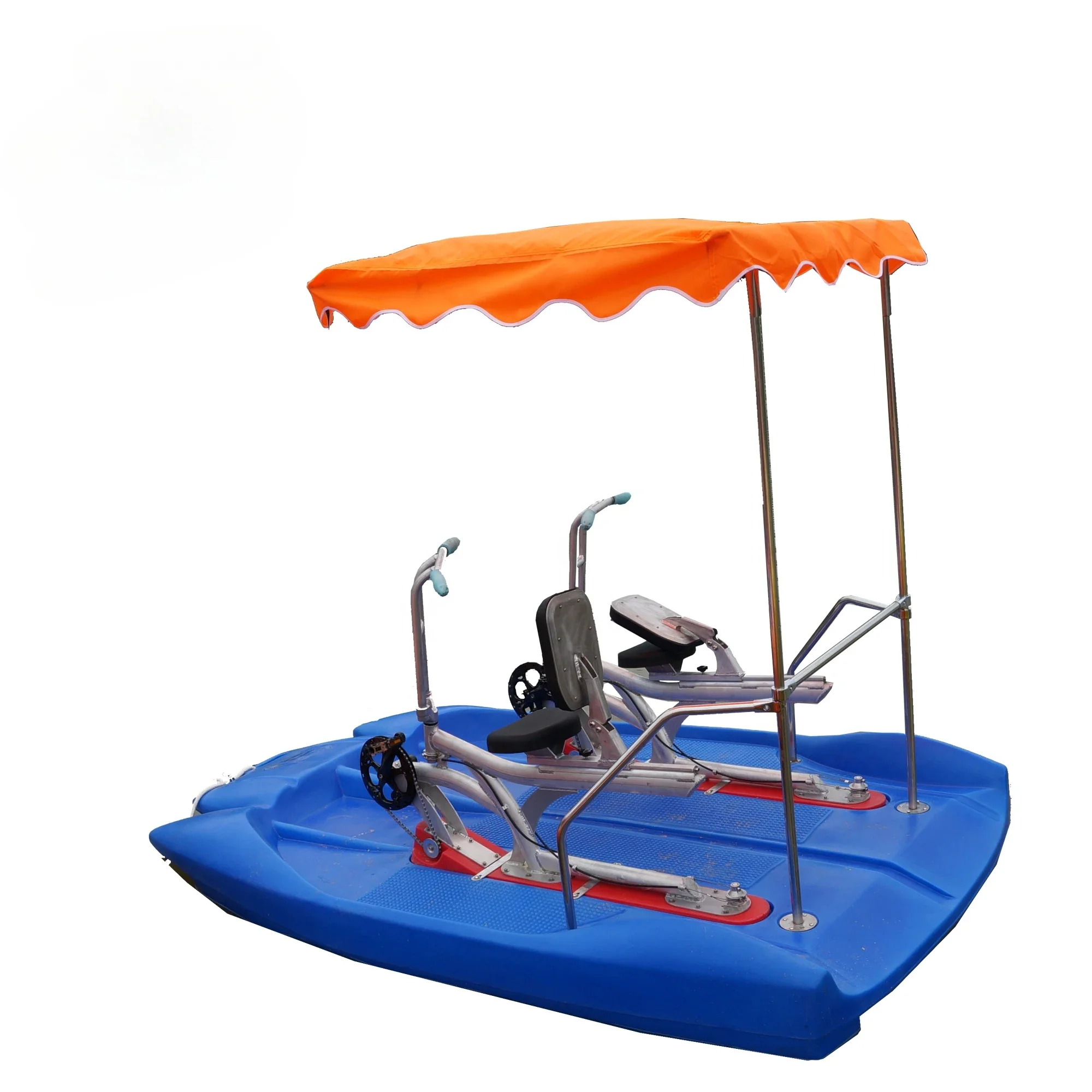 PE Pontoon Boat Two Person Plastic Boat Water Surfing Pedal Bike For ...