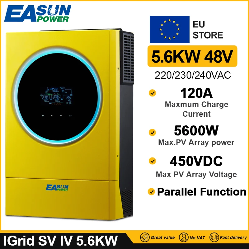 Easun Power Hybrid Solar Inverter 5.6kw 230vac Mppt 120a Solar Charger ...