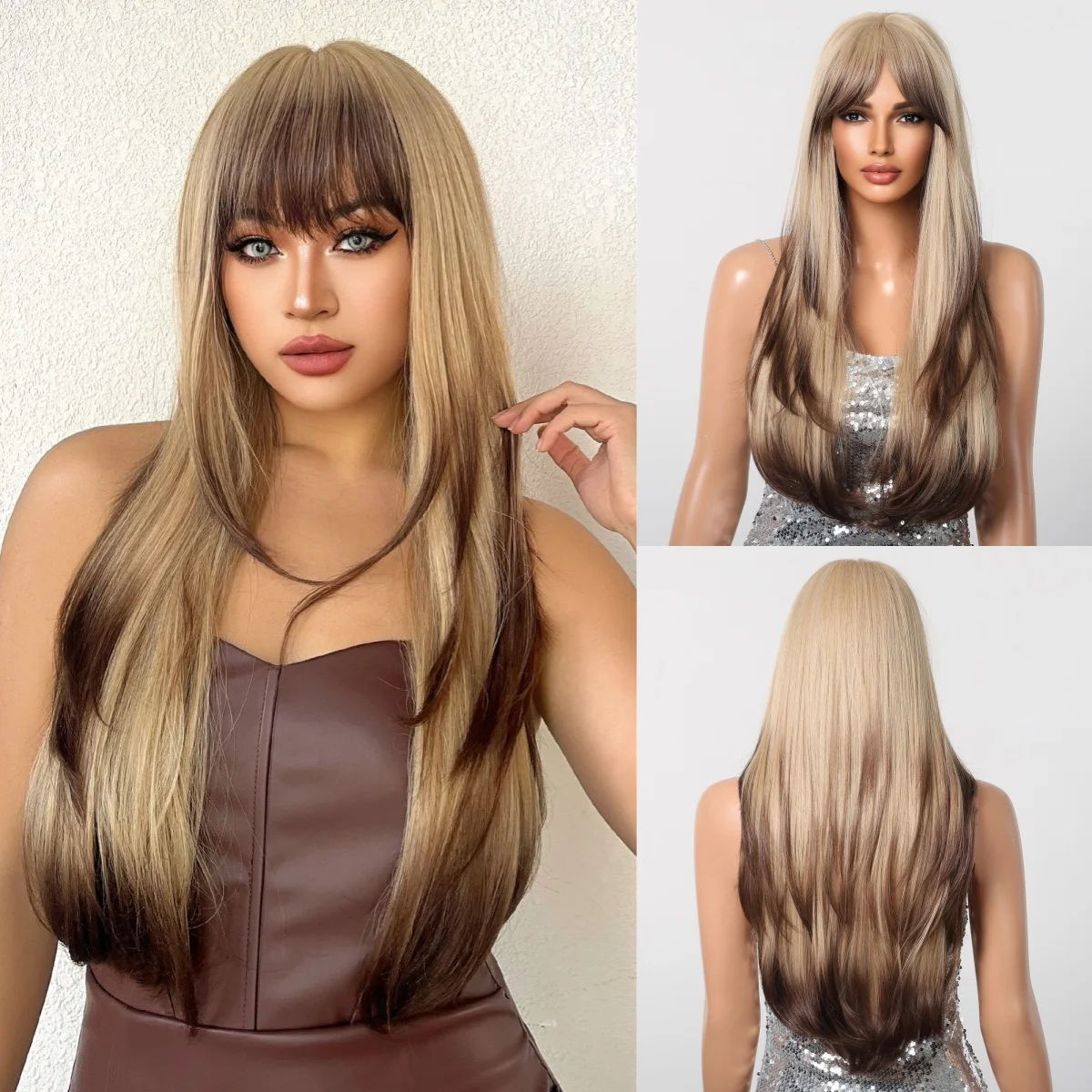 Cosplay-Synthetic-Wigs-for-Women-Ombre-Long-Straight-Hair-Wigs-with ...