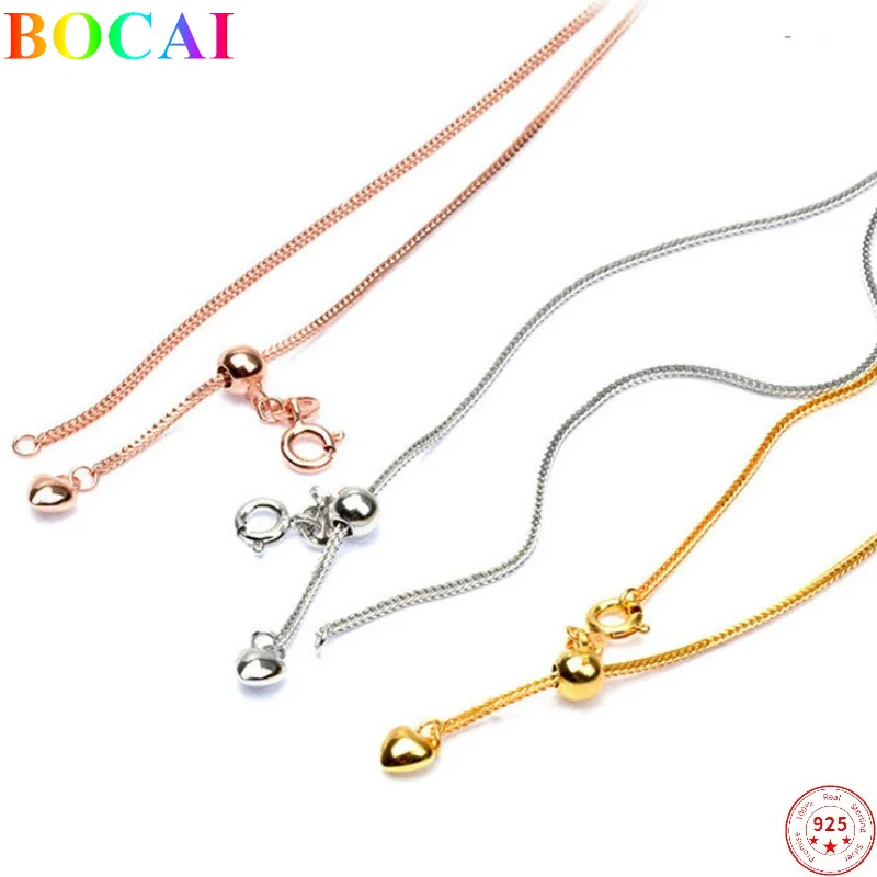 BOCAI S925 스털링 실버 목걸이 2022, 3 색 골드 위븐 체인, 길이 조절 가능, 여성용 아르젠텀 주얼리, 새로운 패션| | - AliExpress