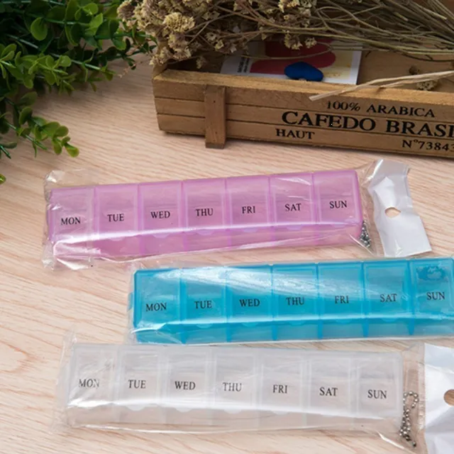 Plastic Pill Box Portable Exquisite Three-color Plastic 7 Days Small ...
