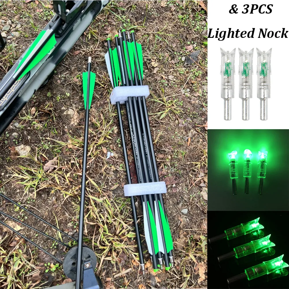 Archery Hunting 20 Inch Crossbow Bolts with 3pcs Led Lighted Nocks ...