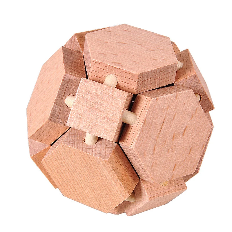 Sphere Ball Puzzle Kongming Lock 3D Wooden Interlocking IQ Games Adults ...