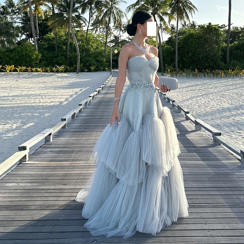Exquisite-Women-Crystal-Sweep-Train-A-Line-Bespoke-Occasion-Gowns-Sweetheart-Tulle-Sleeveless ...