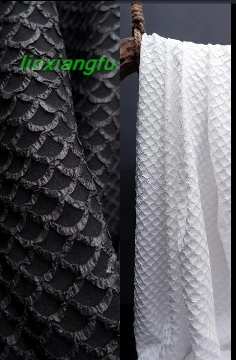Three dimensional fish scale fan shaped fabric,classical jacquard ...