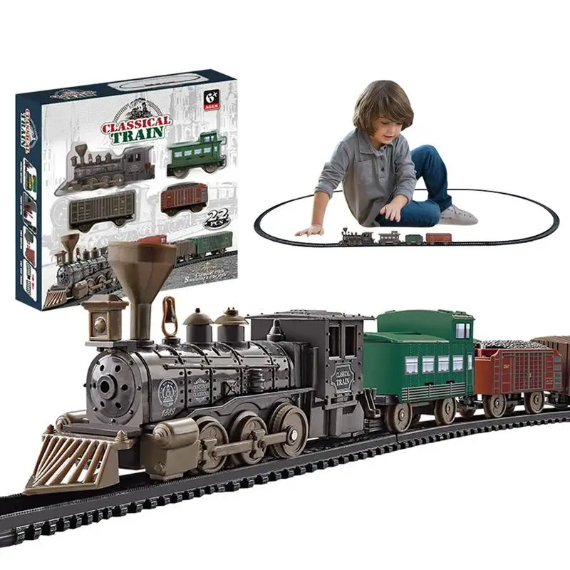 Classic-Train-Set-For-Kids-Battery-Operated-Play-Train-Toys-Cargo-Car ...