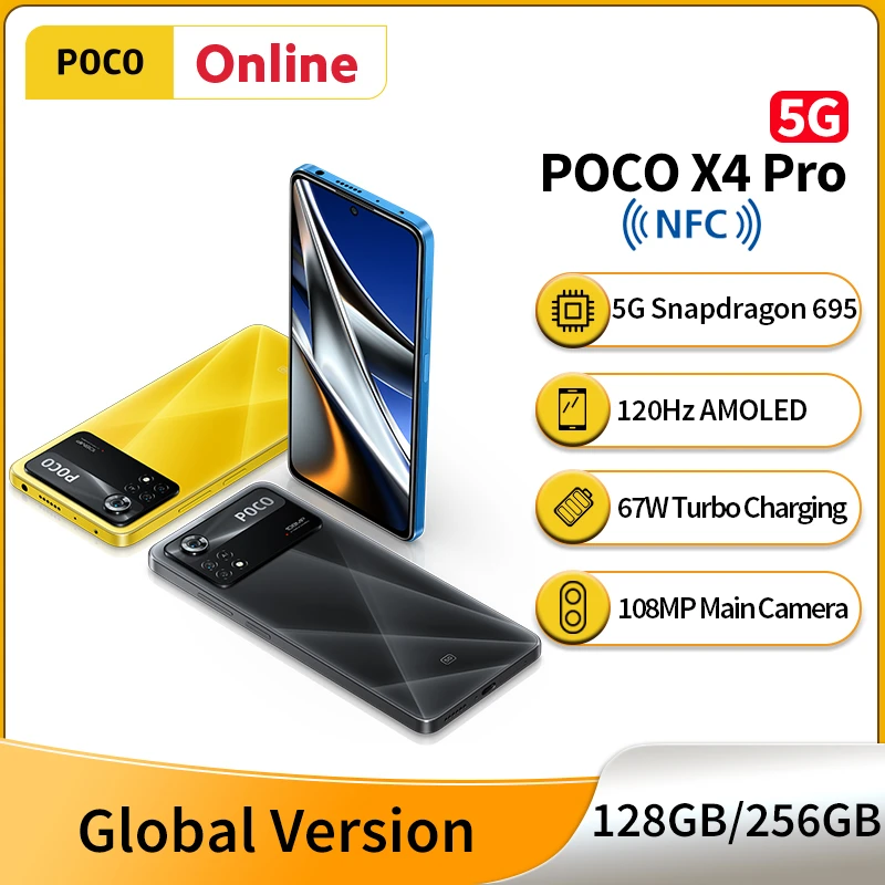 Poco X4 Pro 5g Versão Global 128gb/256gb Smartphone 108mp Triplo Câmera ...