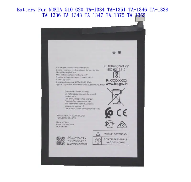1x-nueva-bater-a-5050mAh-WT340-para-Nokia-G10-G20-TA-1334-TA-1351-TA ...