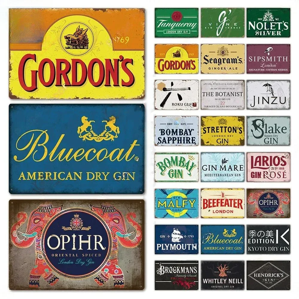 Classic Gin Decor Vintage Metal Signs Decorative Wall Plaque Billboard ...