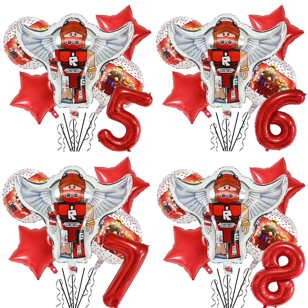 6Pcs ROBLOX Birthday Foil Balloons Set Cartoon Party Decor Supplies ...