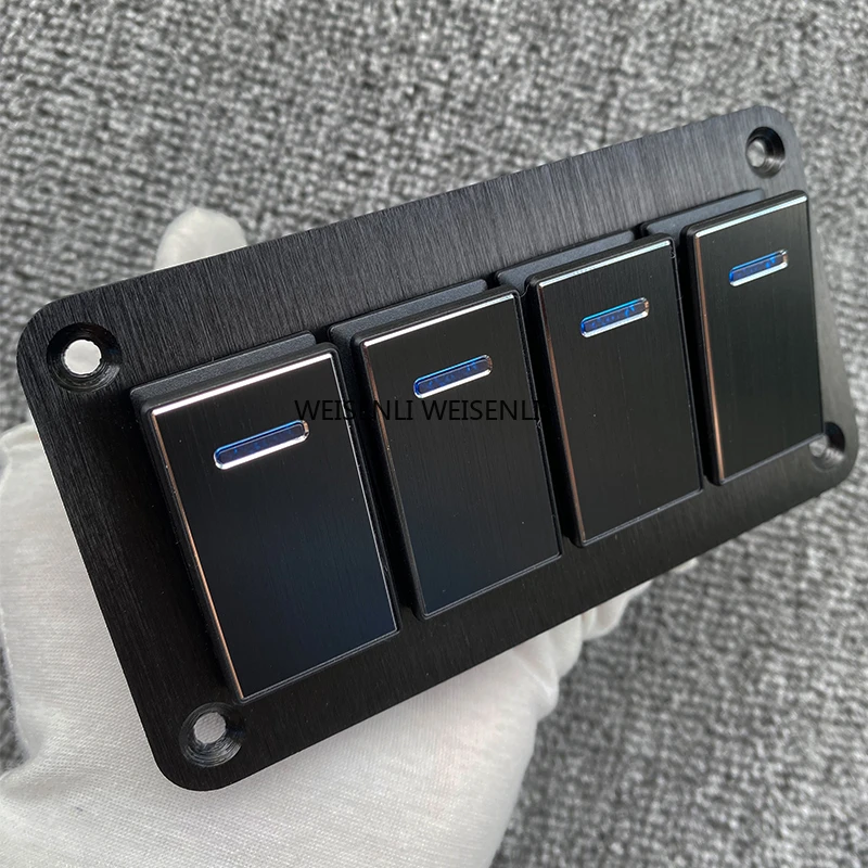 Aluminum Toggle Switch Panel 12/24V LED Light Switch ON-OFF Rocker ...