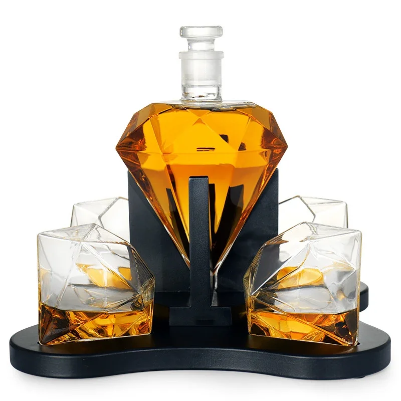 750ML-Diamond-Shaped-Whiskey-decanter-With-4-Diamond-Glasses-and ...