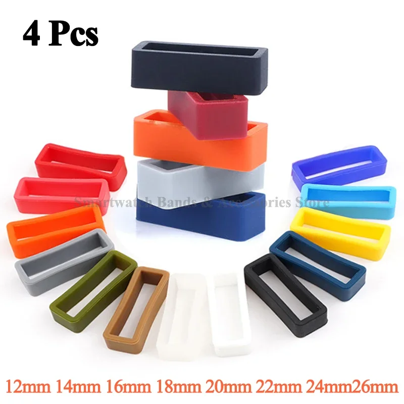 4pcs Silicone Watch Band Loop Ring 12mm 14mm 16mm 18mm 20mm 22mm 24mm ...