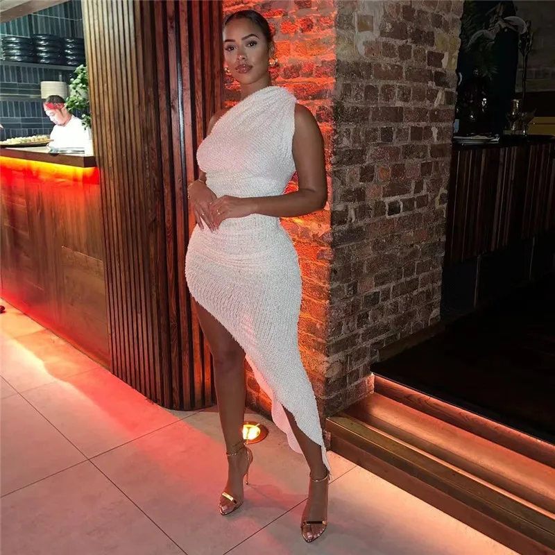 Midi-Dress-Elegant-Concise-Solid-Women-Hipster-Off-Shoulder ...