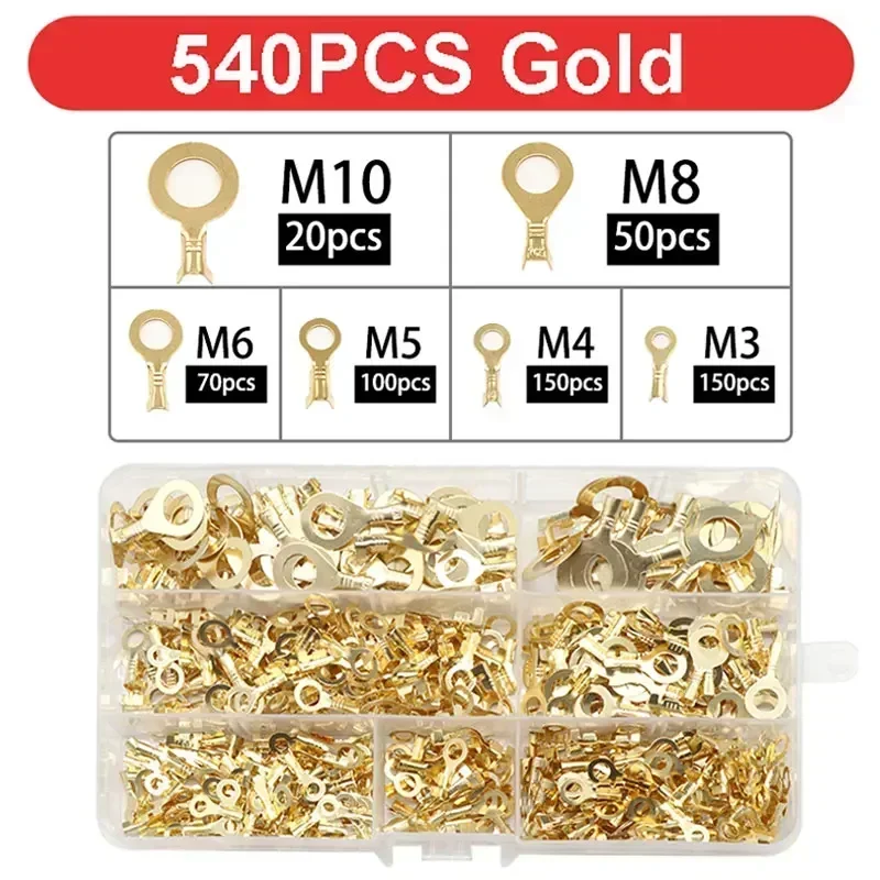 Wire Eyelets 150-Piece Brass Ring Terminal Assortment Kit – M3 M4 M5 M6 ...