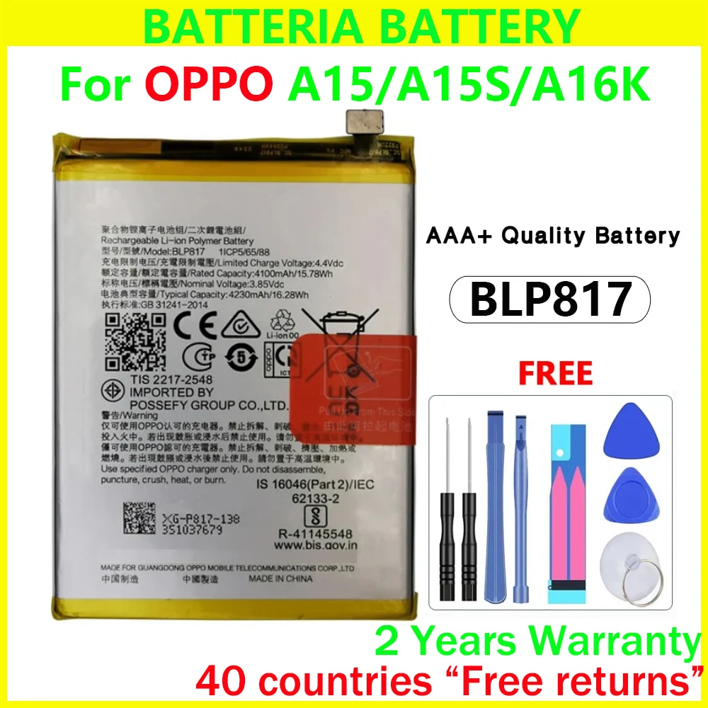 New 4230mAh BLP817 Battery For OPPO A15 A15s Genuine Replacement ...