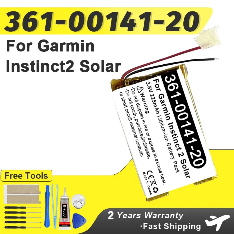 225mAh 361-00141-20 Replacement Battery For Garmin Instinct 2 Solar ...