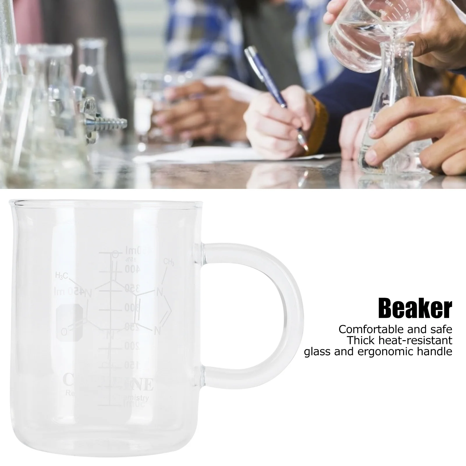 Beaker Beaker Mug Borosilicate Glass Cup with Handle and Measuring ...