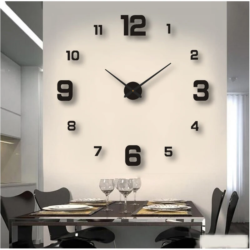 Creative-Frameless-DIY-Wall-Clock-Wall-Decal-Home-Silent-Clock-Living ...