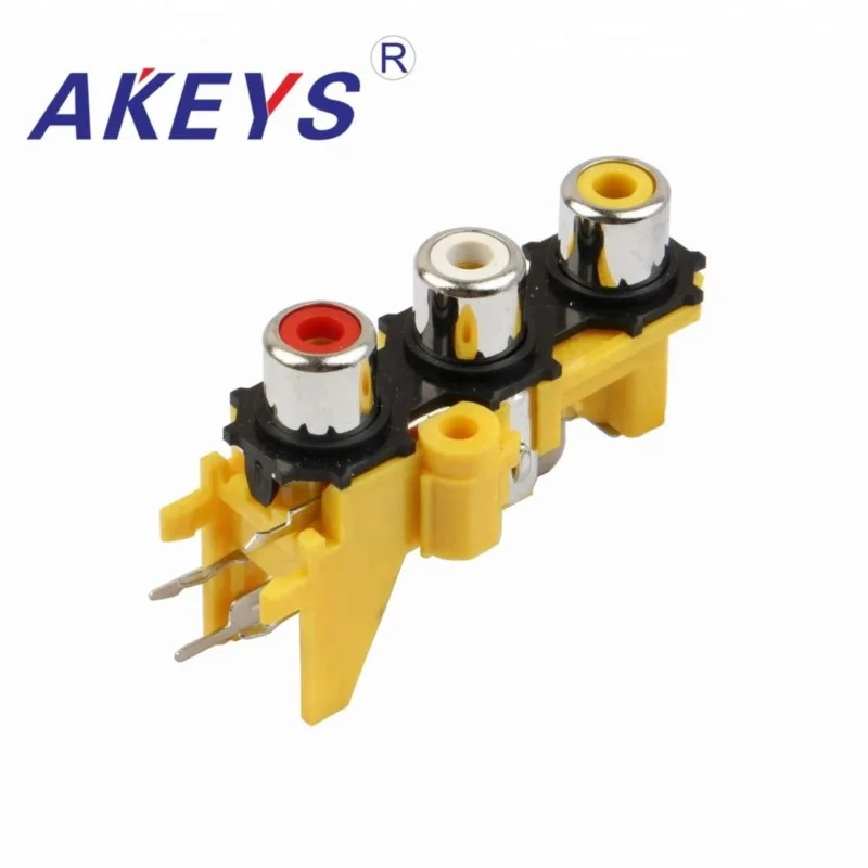 10PCS AV3-8.4-13 Pcb Mounted Av Concentric Outlet 3 Rca Female Jack ...