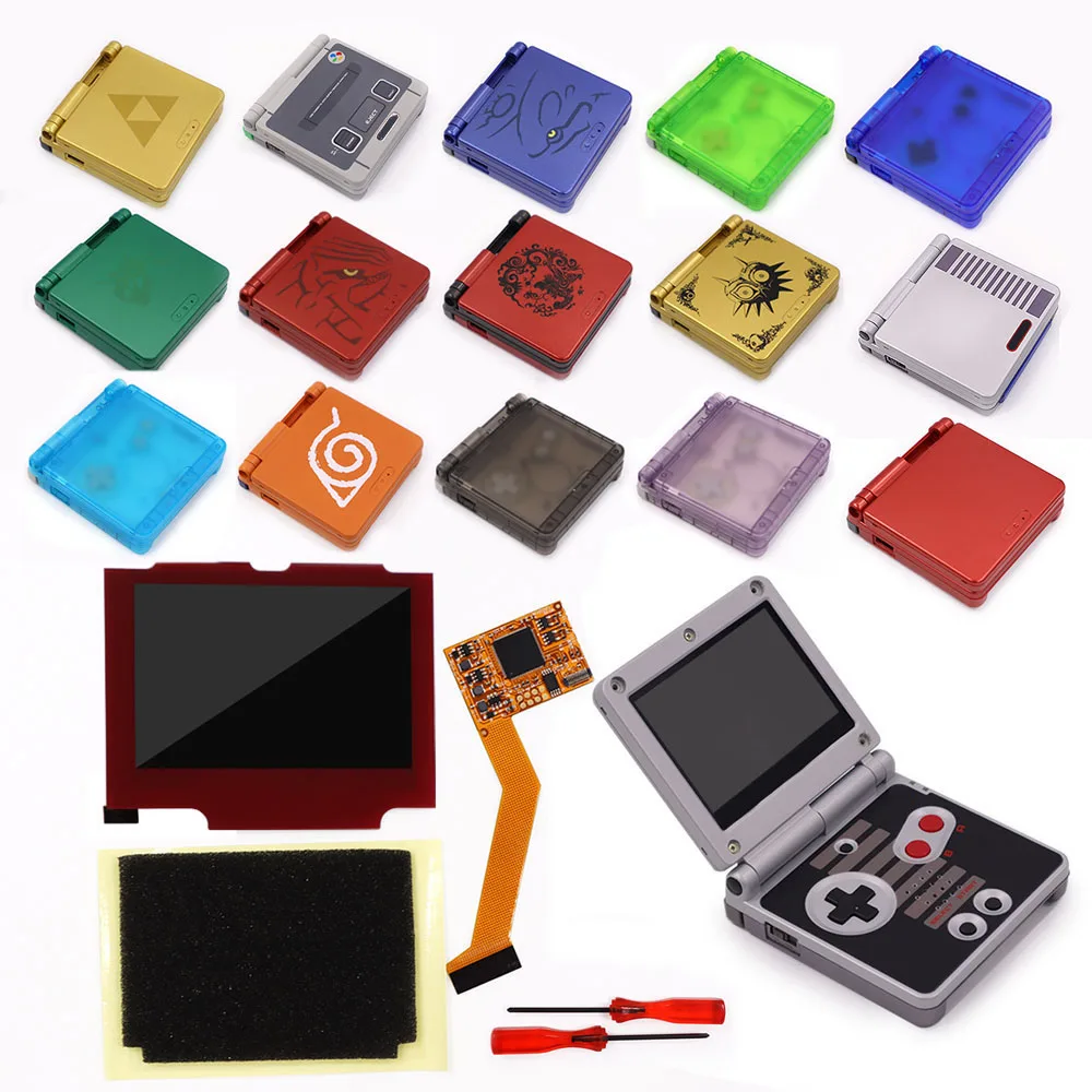 GBA-SP-IPS-V2-Backlight-LCD-Screen-10-Levels-Brightness-Kits-With-Pre ...