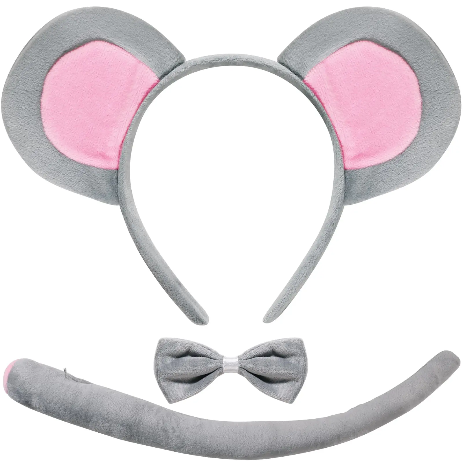 Mouse Costume Ear - Headband - Tail - Bow tie - Bow Tie Suit: Grey and ...