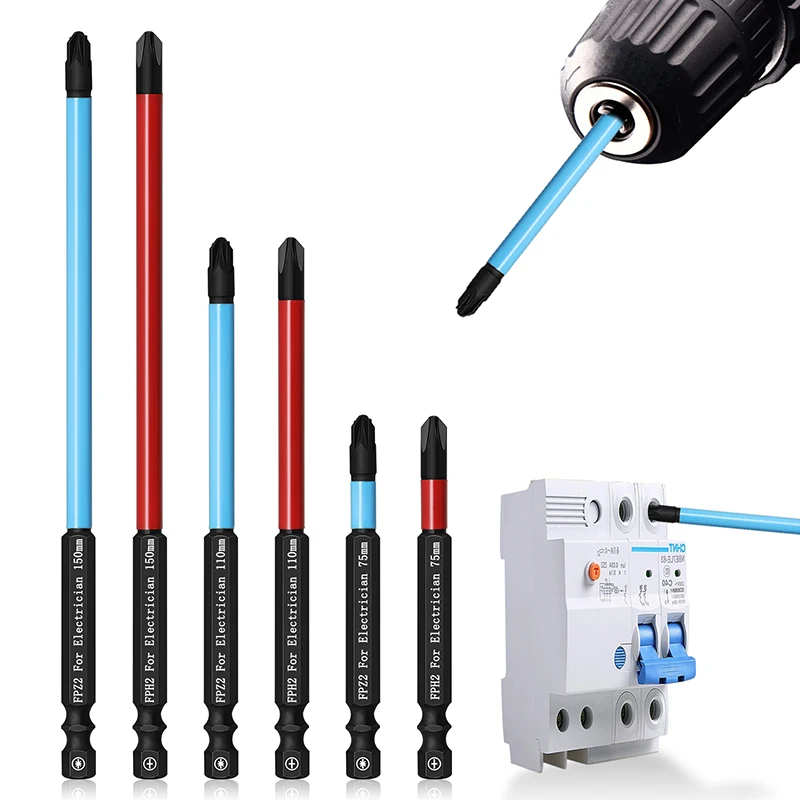 6Pcs Pozidriv Cross Head Screwdriver Bits FPZ2 FPH2 Magnetic ...