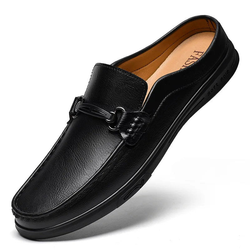 Big Size 49 50 51 Men's Leather Slip-On Mules Loafers Half Shoes ...