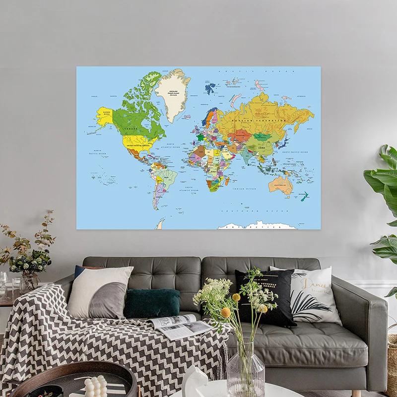 150x100cm-World-Physical-Map-Non-woven-Non-woven-World-Map-Without ...