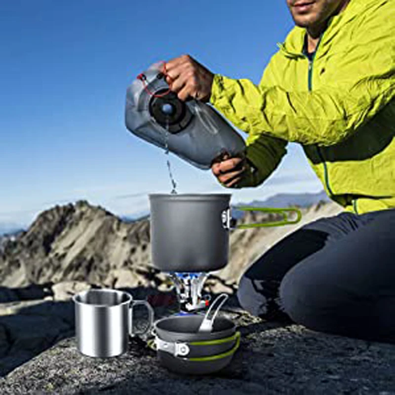 Camping-Cookware-Mess-Kit-Pot-with-Mini-Backpacking-Stove-Stainless ...
