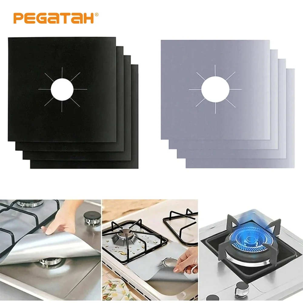 1-4PCS-Gas-Stove-Protectors-Cooker-Covers-Liner-Cleaning-oil-proof-Pad ...