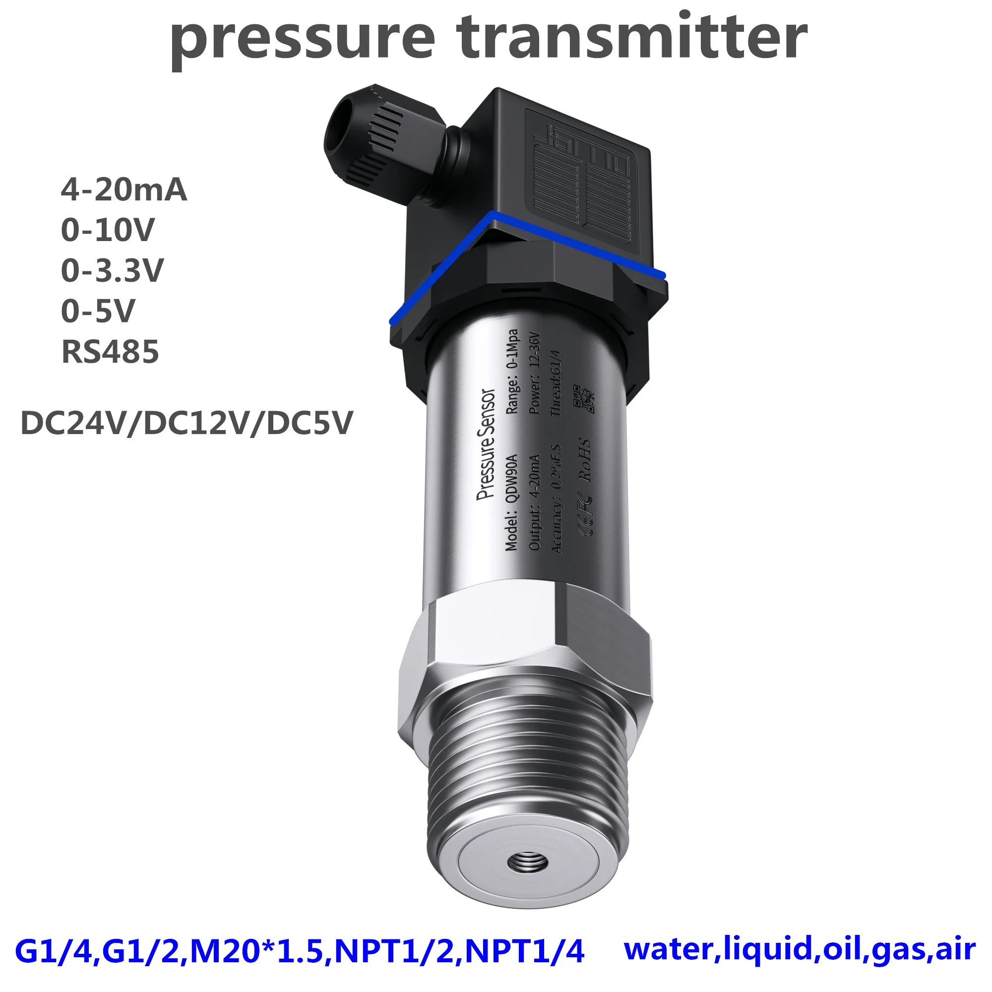 1bar-10bar-2-5Mpa-20kpa-Pressure-Sensor-Transmitter-Water-Gas-Oil ...