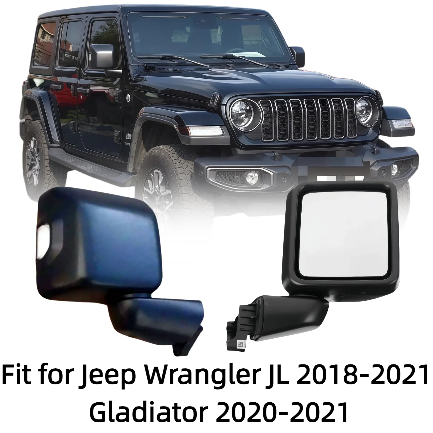 Heated Side Mirrors for Jeep Wrangler JL 2018-2021 Gladiator 2020-2021 Door Wing Mirror with ...