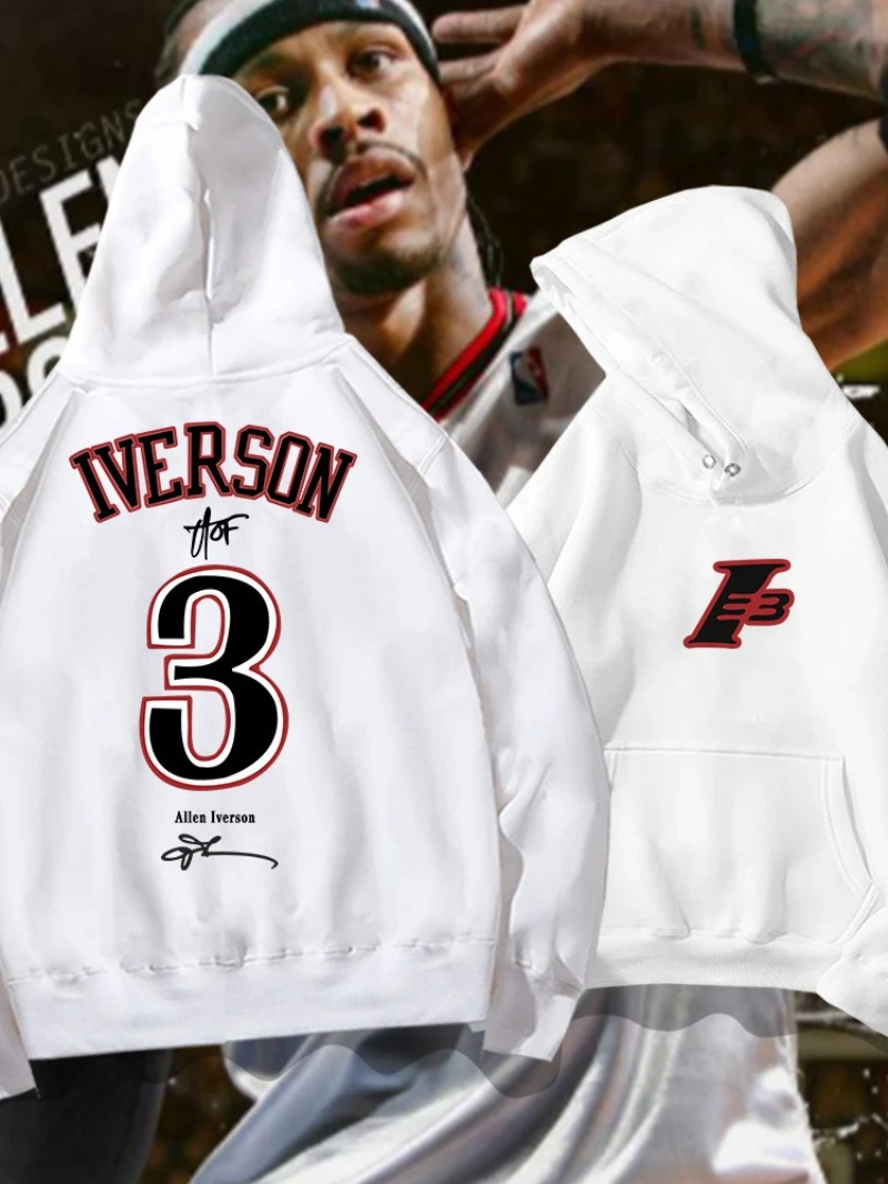Iverson No. 3 Hooded Sweater Men and Women Spring and Autumn Winter ...